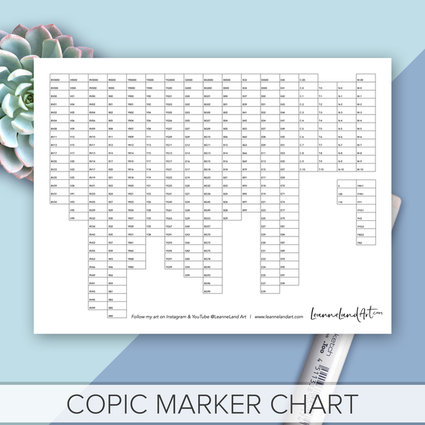 COPIC Marker Chart - Printable Full Marker Chart - Print and Colour ...