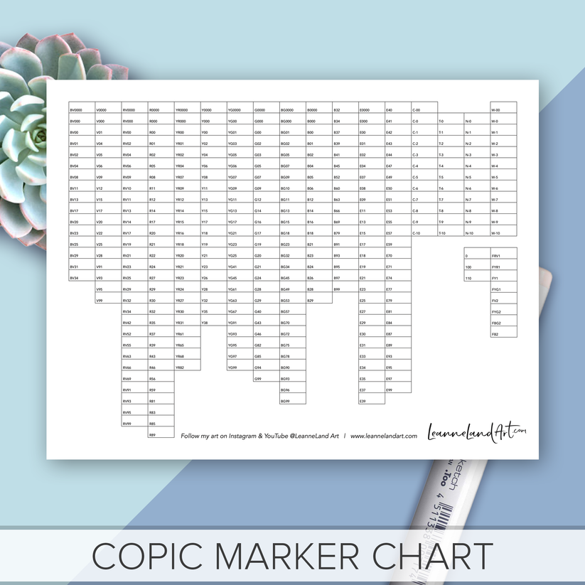 COPIC Marker Chart - Printable Full Marker Chart - Print and Colour ...